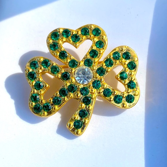 Jewelry | Luck Of The Irish Vintage Shamrock Clover Pin Brooch | Poshmark